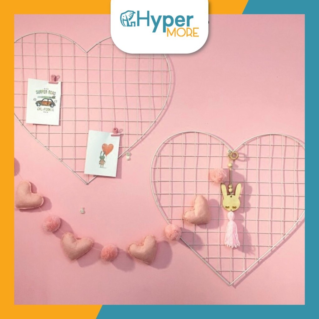 HYPERMORE Heart-shaped Iron Grid Panel Photo Frame Organizer Wall Nett ...