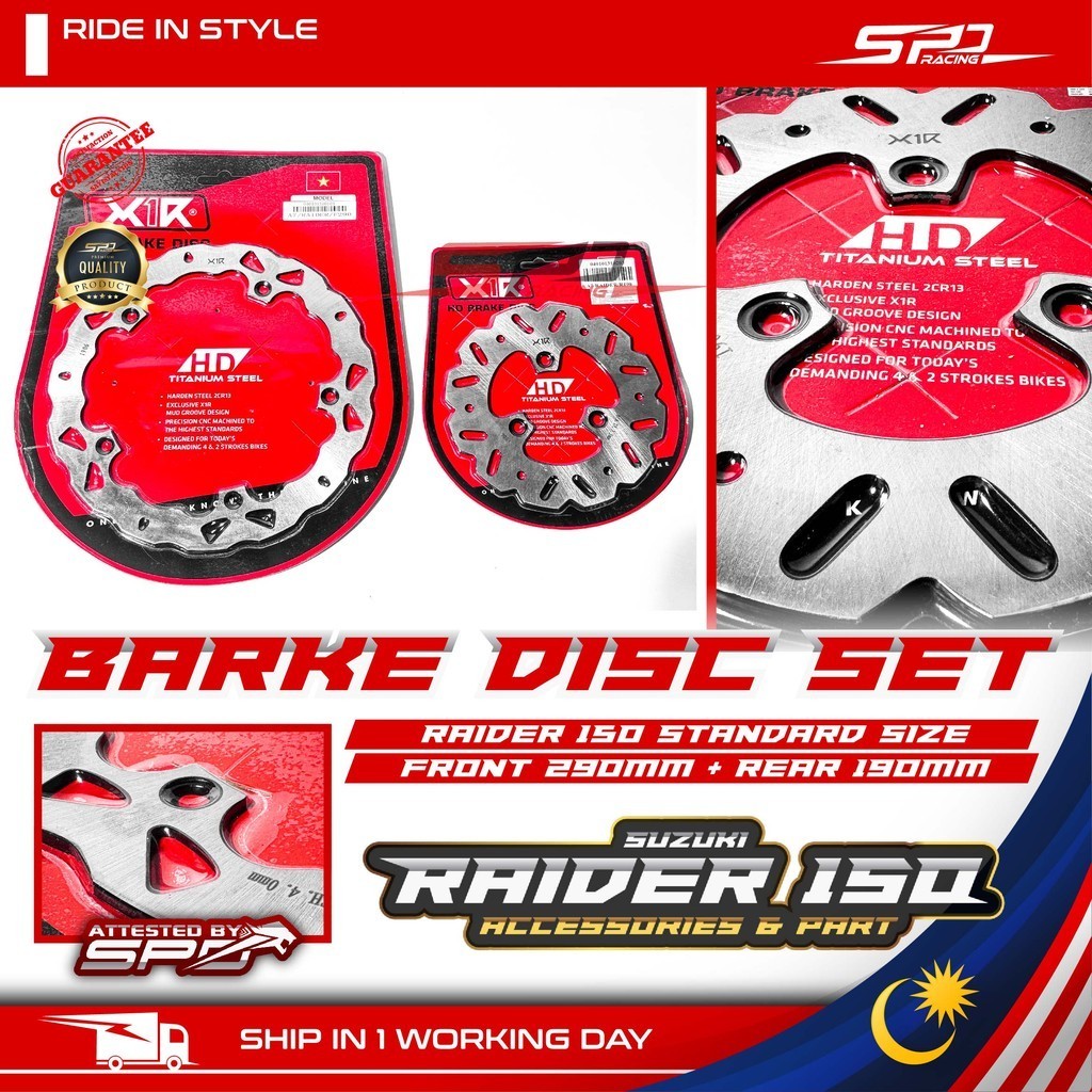 Raider Brake Disc Set I Front 290MM + Rear 190MM I Standard Size PNP ...