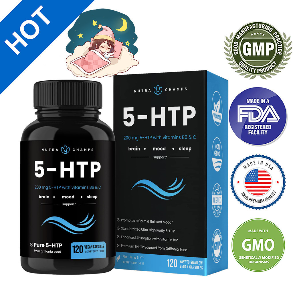 5-HTP Supplement 200mg | 120 vegetarian capsules to support stress ...