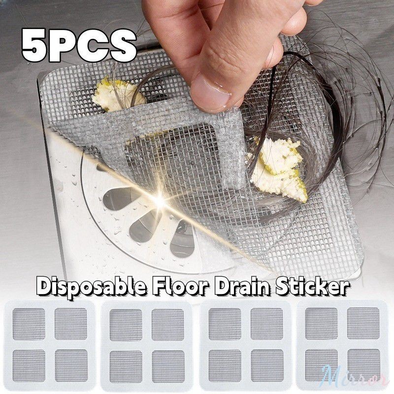 5pcs Disposable Floor Drain Sticker Kitchen Anti Clogging Filter Net ...