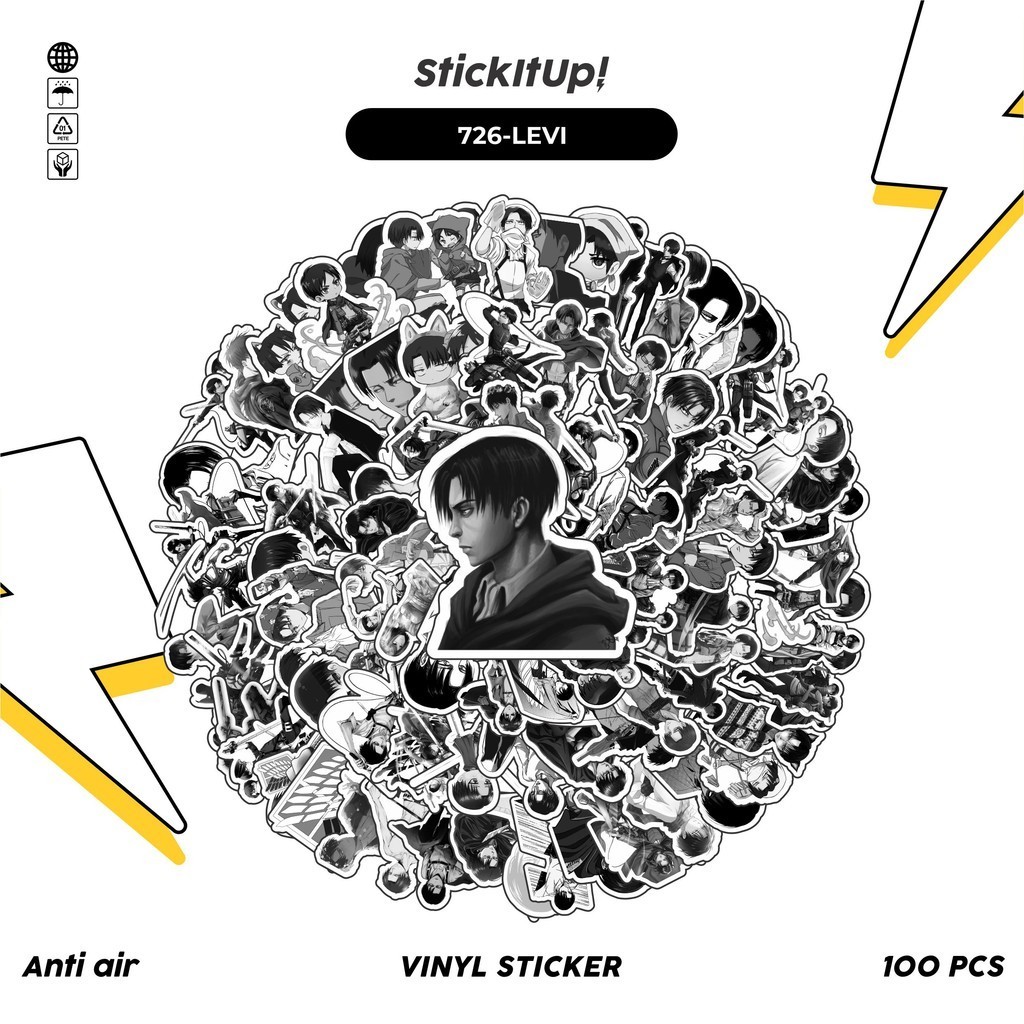 HP 100 Pcs Levi Attack On Titan Cute Aesthetic Vinyl Waterproof Sticker ...
