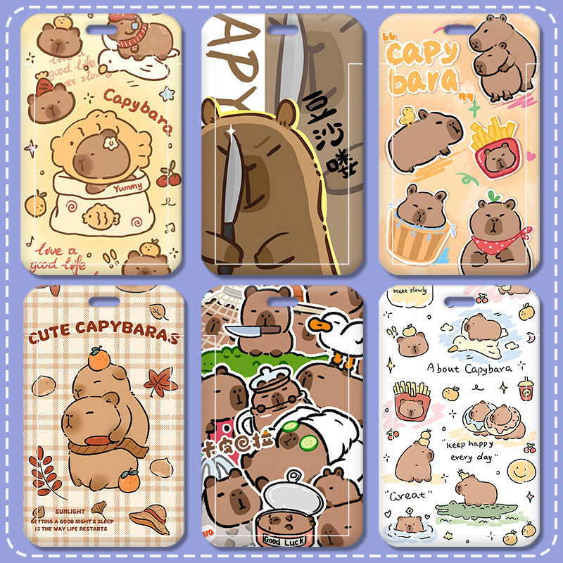 Capybara Cute Cartoon Children Name Tag Bus Card Holder Student Meal ...