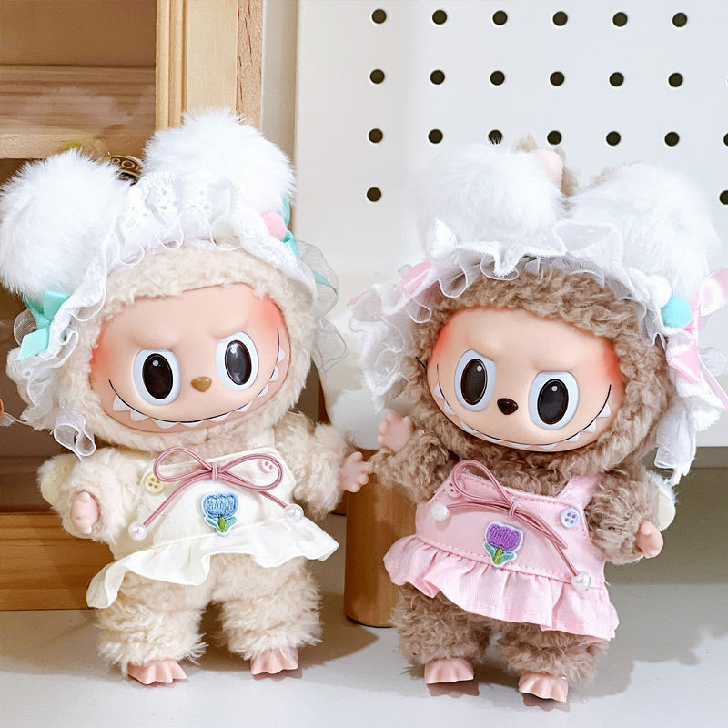 Cute labubu 17cm Baby Clothes Angel Skirt Vinyl labubu Doll Doll Dress ...
