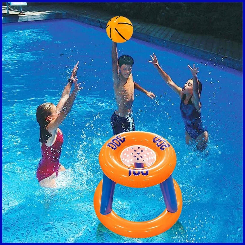 Pool Basketball Hoop Set Floating Inflatable Water Basketball Game with ...