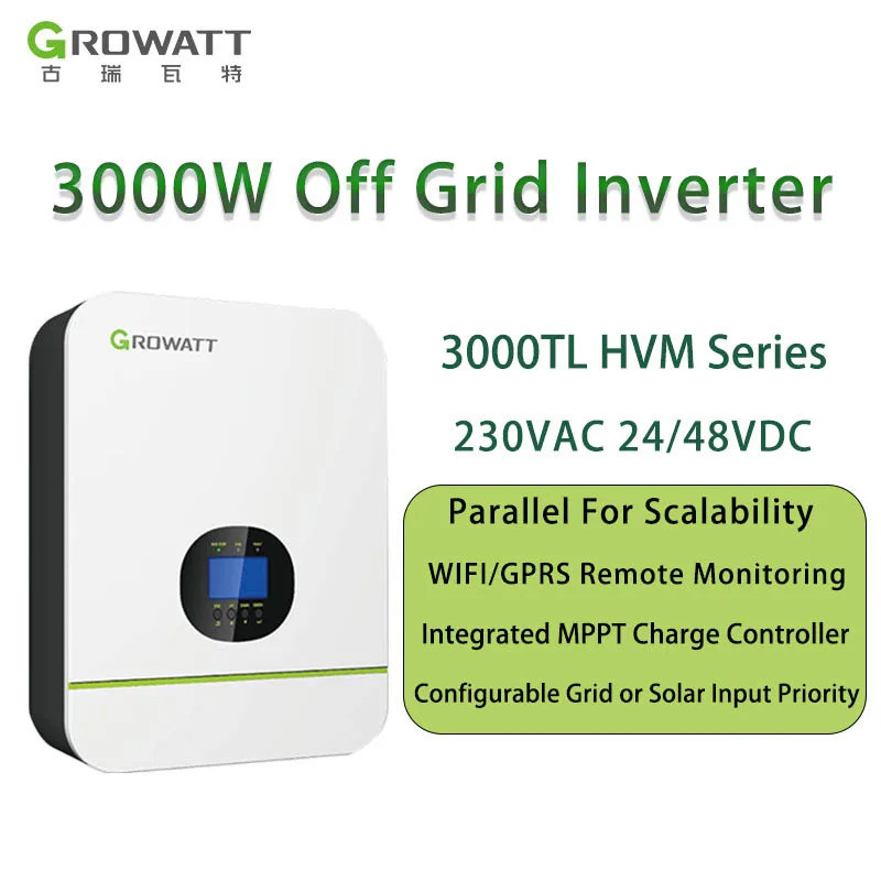 High Quality Growatt 3000W 24V 48V Pure Sine Wave Off Grid Solar Inverter Price List For Home ...
