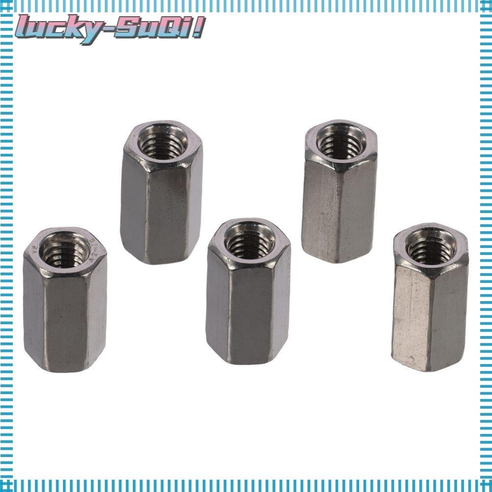 LUCKY-SUQI 10Pcs Long Rod Nut, 304 Stainless Steel Silver Tone Hex ...