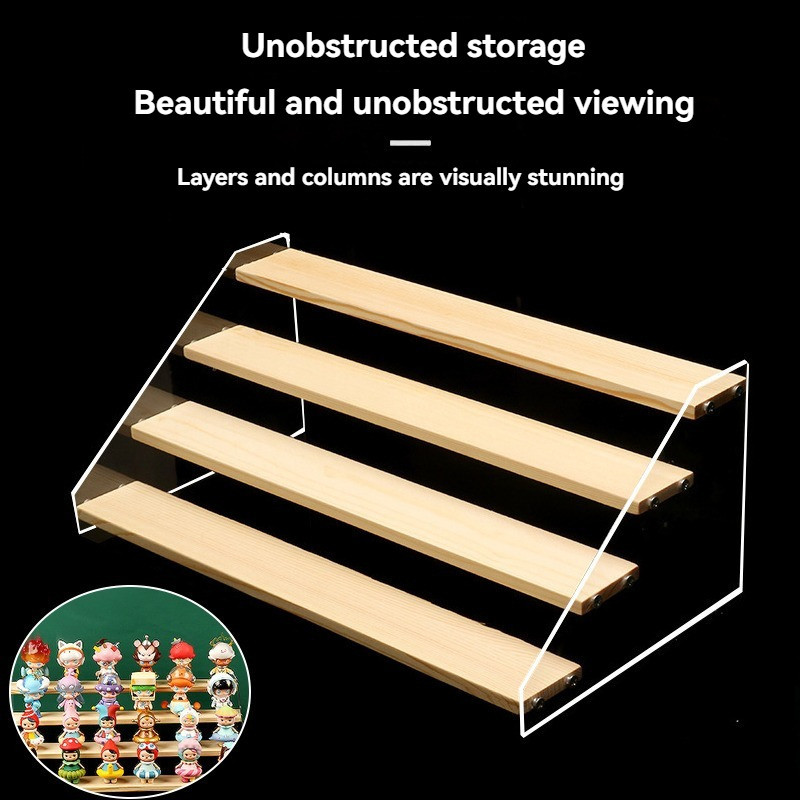 4Tier Display Rack Acrylic Wooden Transparent Stand Holder Figurine ...