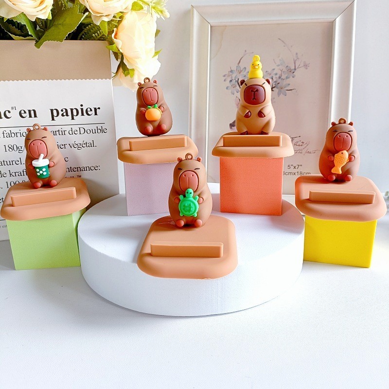 Creative PVC Capybara Doll Phone Stand Portable Cartoon Desktop Lazy ...