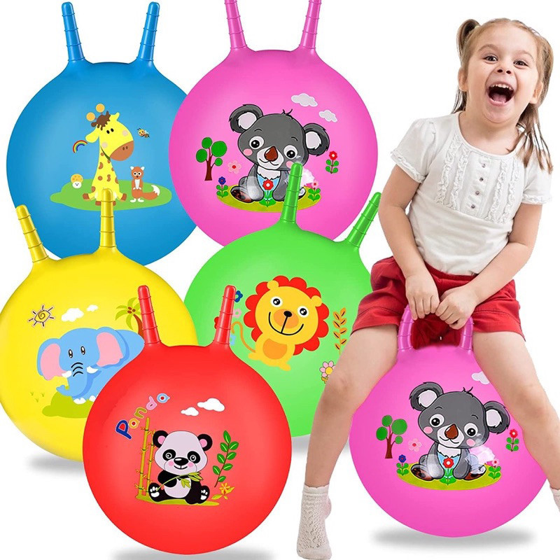 Color Inflatable Bouncing Ball Kids Jumping Ball Hop Ball with Handle ...