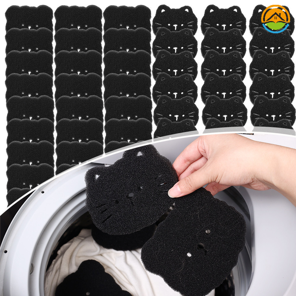 2Pcs Reusable Black Cartoon Cat Bear Shape Lint Catcher - Sofa Clothes ...