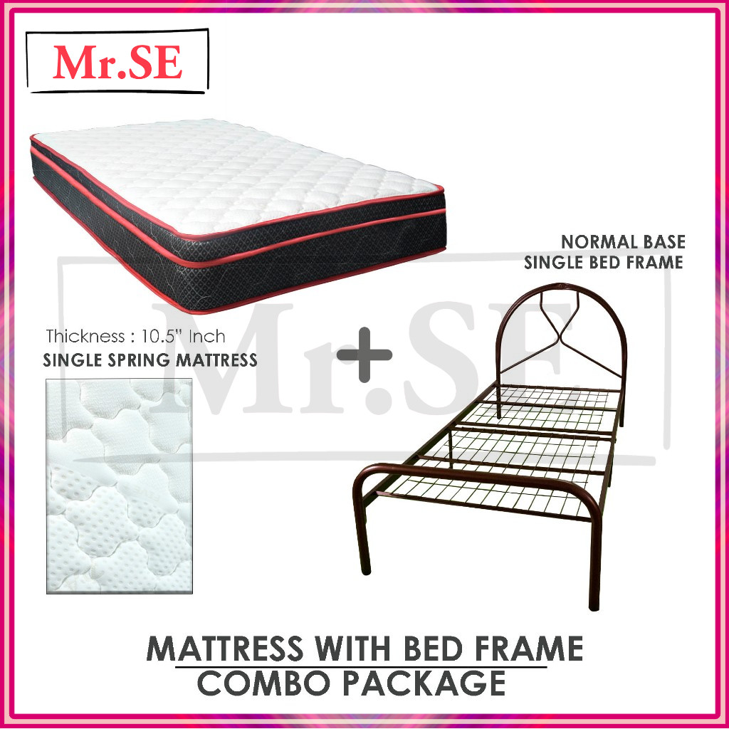 FREE SHIPPING Set Single Size Bed Frame + Single Mattress Spring Katil ...