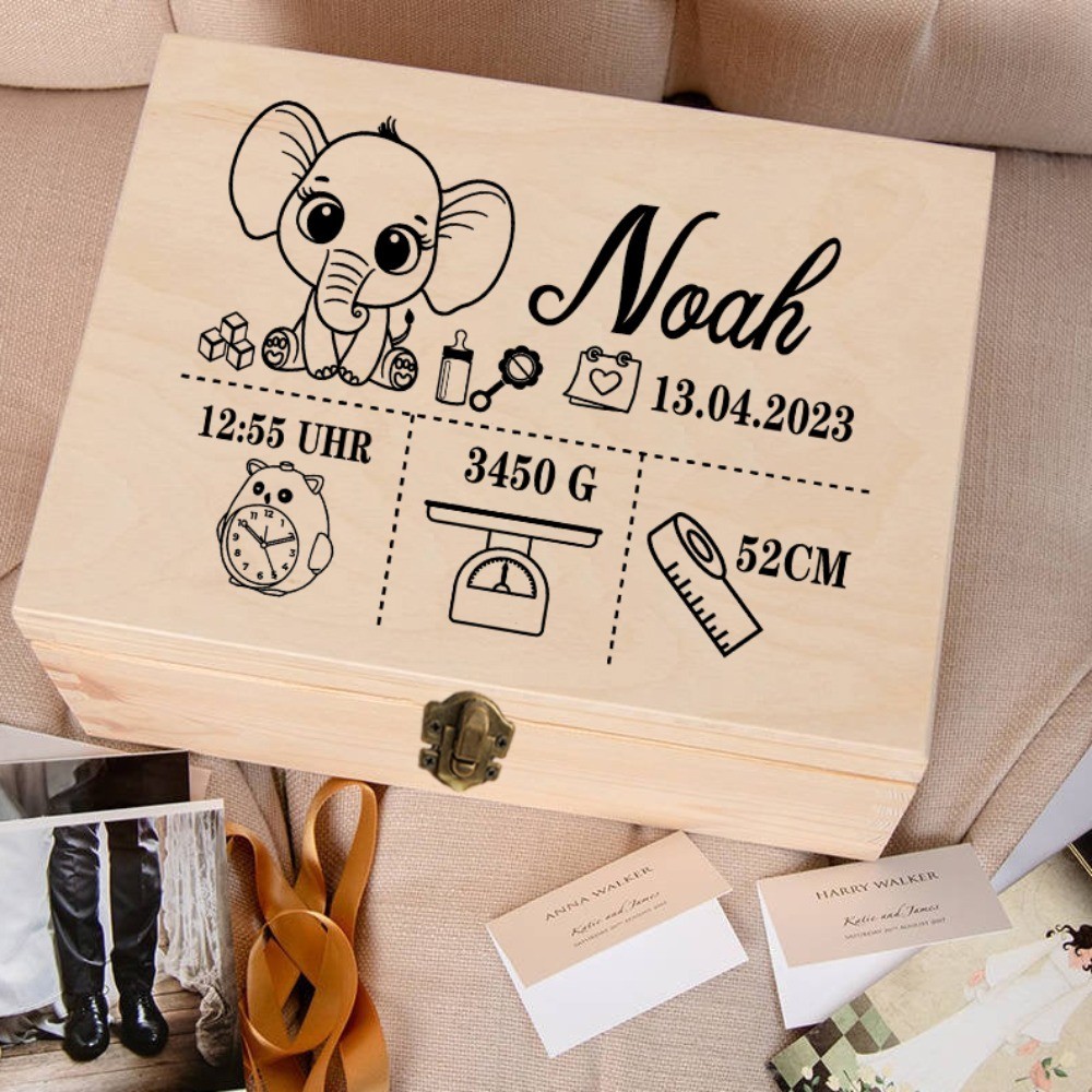 Custom Baby Wooden Memory Box Newbron Shower Gift Personalized Infant ...