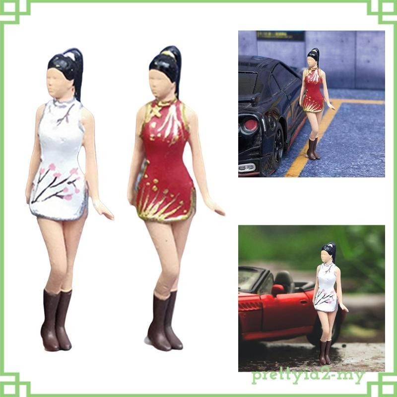 [PrettyiaedMY] Diorama Figures Miniature Lady with Cheongsam Realistic ...