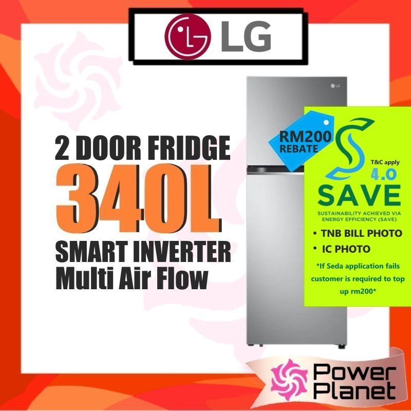 [SAVE4.0] LG 340L 2 Door GN-B312PQMB Smart Inverter Fridge (Net : 315L ...