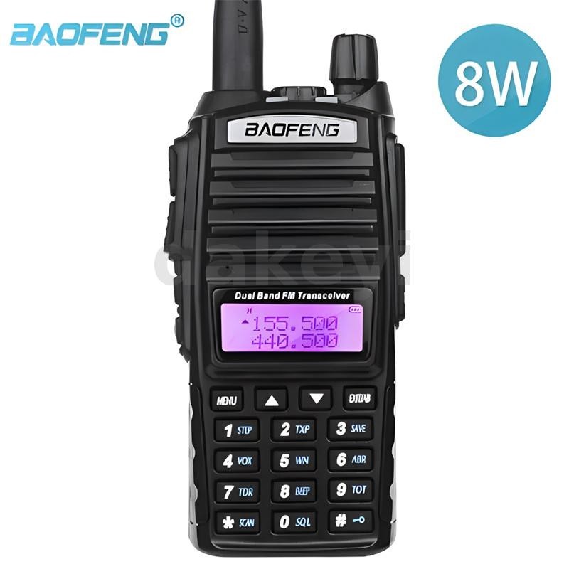 A7 Baofeng UV-82 8W 10KM Tri-Power Modes Dual PTT Walkie Talkie Portable VHF UHF Two Way Radio ...