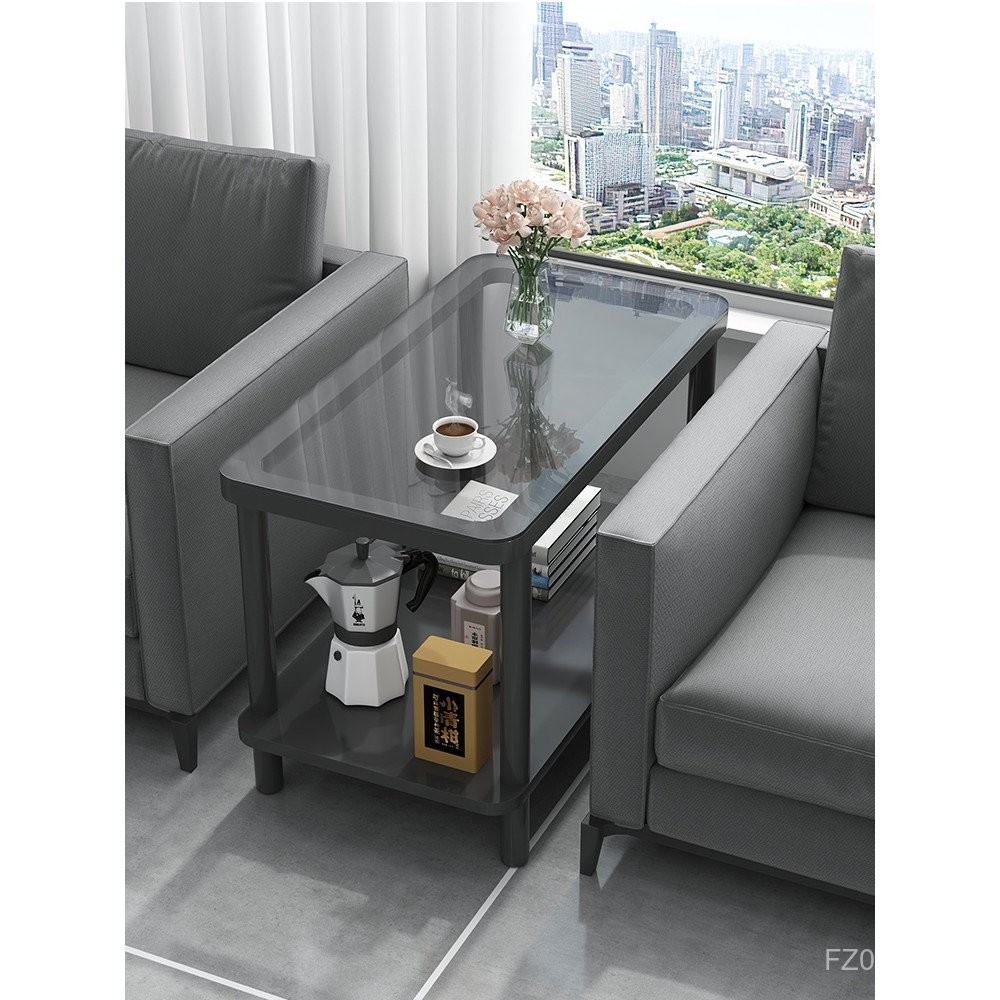 Movable Tea Table Glass Balcony Middle Office Small Coffee Table Tea ...