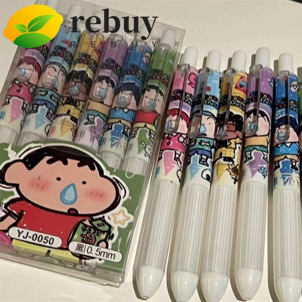 REBUY 6 pcs/set Press Type Gel Pen, Crayon Shin-chan Plastic 0.5mm ...