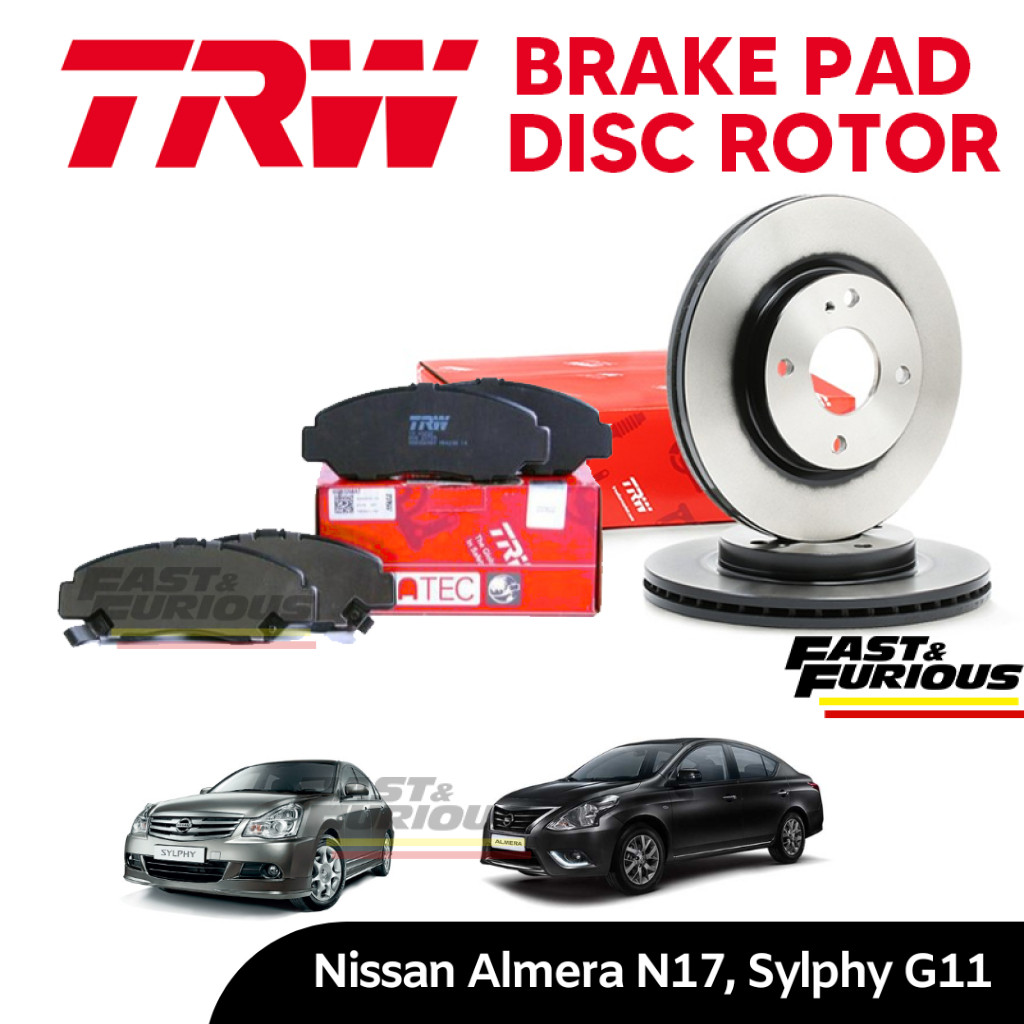 TRW Nissan Almera N17 & Sylphy G11 Front (Depan) Disc Rotor (2 PCS ...