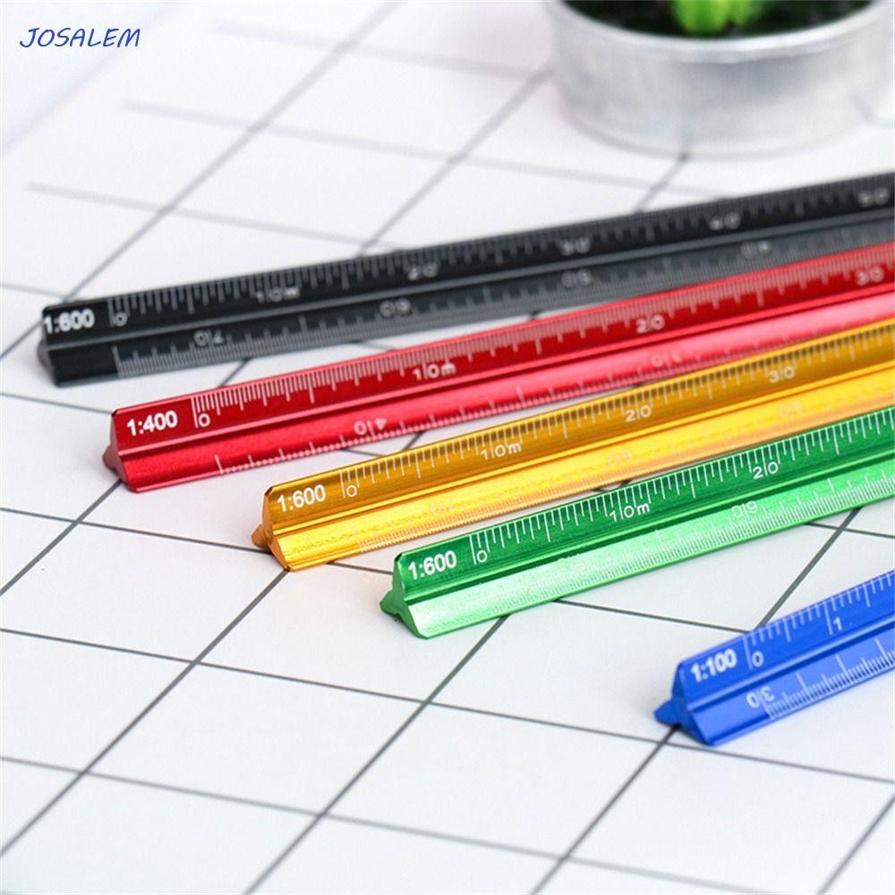 JOSALEM Triangular Scale Ruler, Aluminum Alloy Multi-function Measuring ...