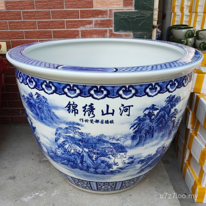 Balang Seramik Jingdezhen 1 Meter Tangki Ikan Gangsa Antik Tangki Air ...