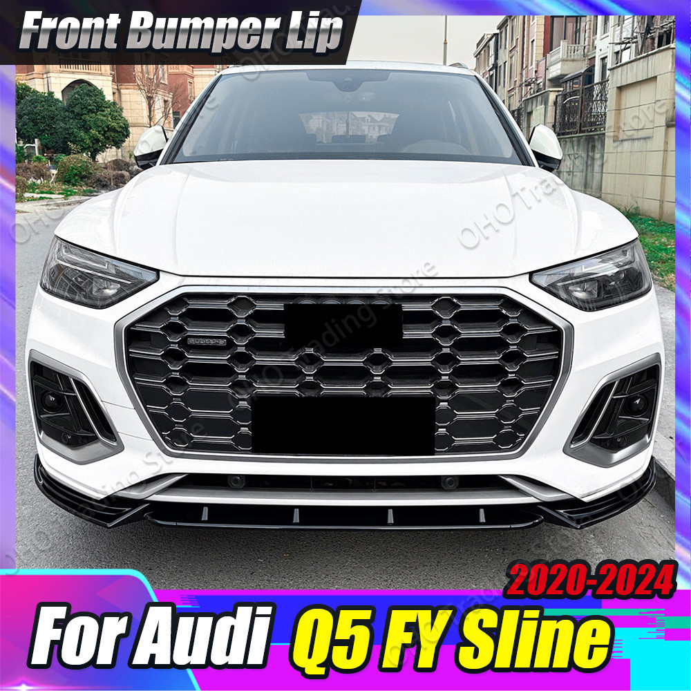 Car Front Bumper Lip Spoiler For Audi Q5 FY S-line 2020 2021 2022 2023 2024 Lower Diffuser ...