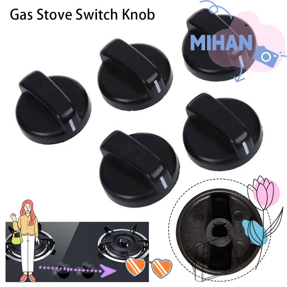 MIHAN 1/2/5Pcs Gas Stove Cooker Control Knob, Range Oven Plastic Handle ...