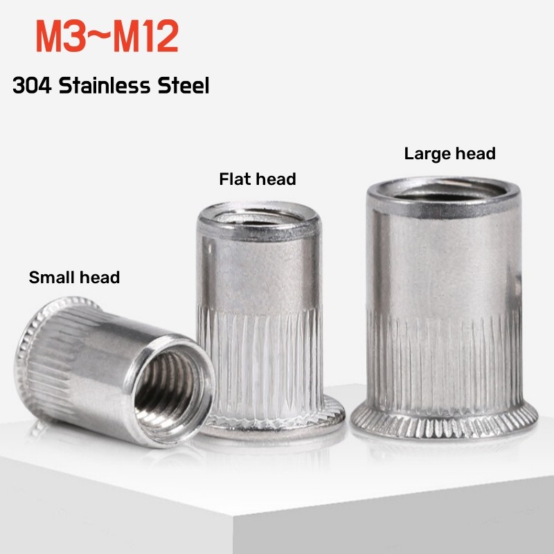 304 A2 Stainless Steel Rivetnut Insert Rivets Flat Head Rivet Nut M3 M4 ...