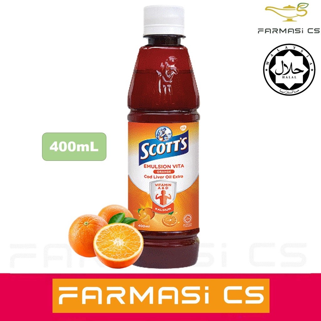 Scott's Emulsion Vita Orange Cod Liver Oil Extra 400ml EXP:08/2026 ...