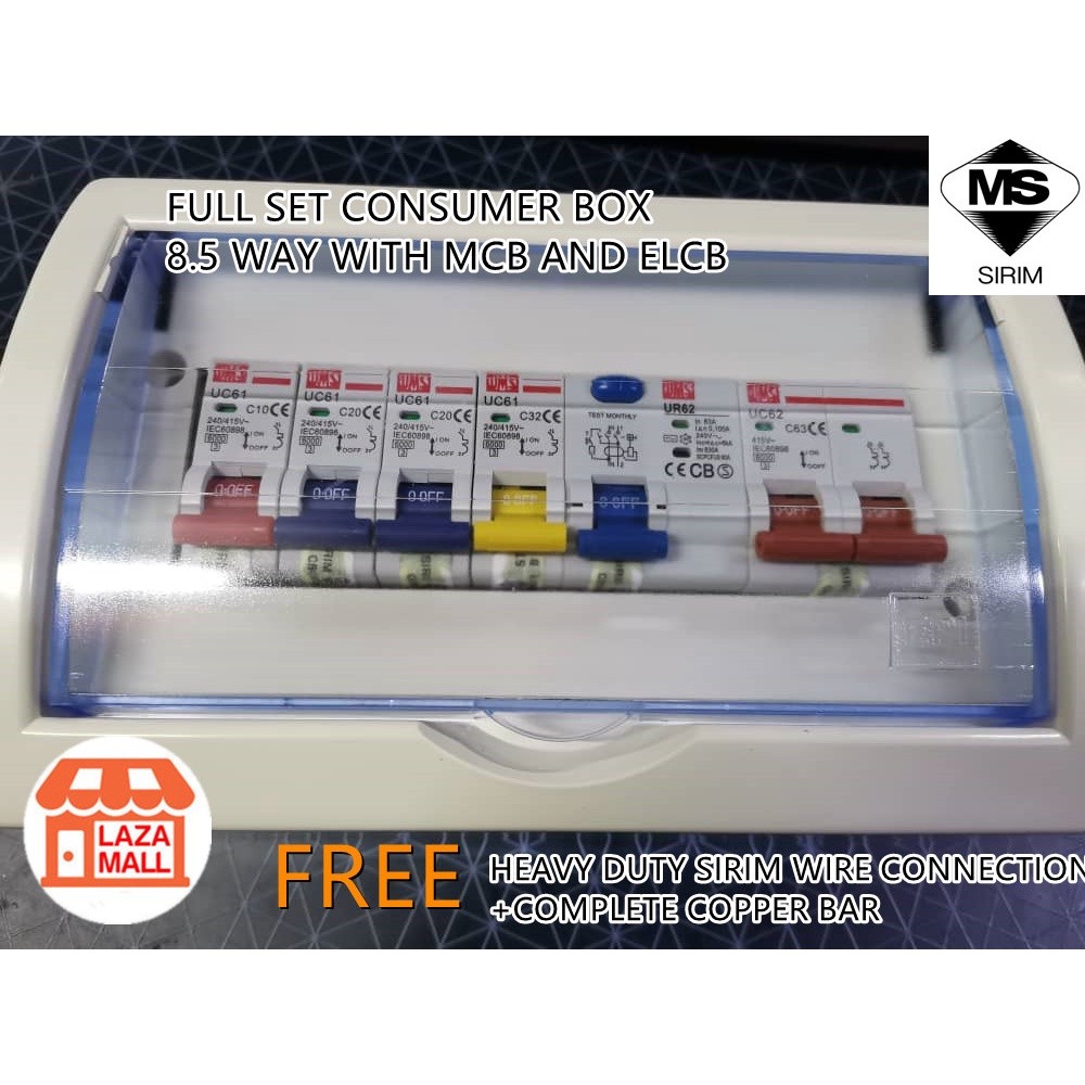 FULL SET CONSUMER BOX 8.5 WAY 1 ROW 电闸盒 单排 ELECTRIC KOTAK SUIS MAIN ...