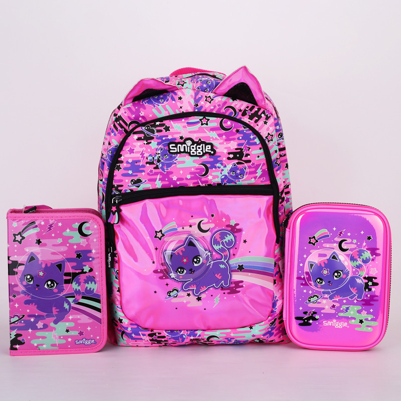 Australia smiggle Elementary School Students Pink Space Cat Schoolbag ...
