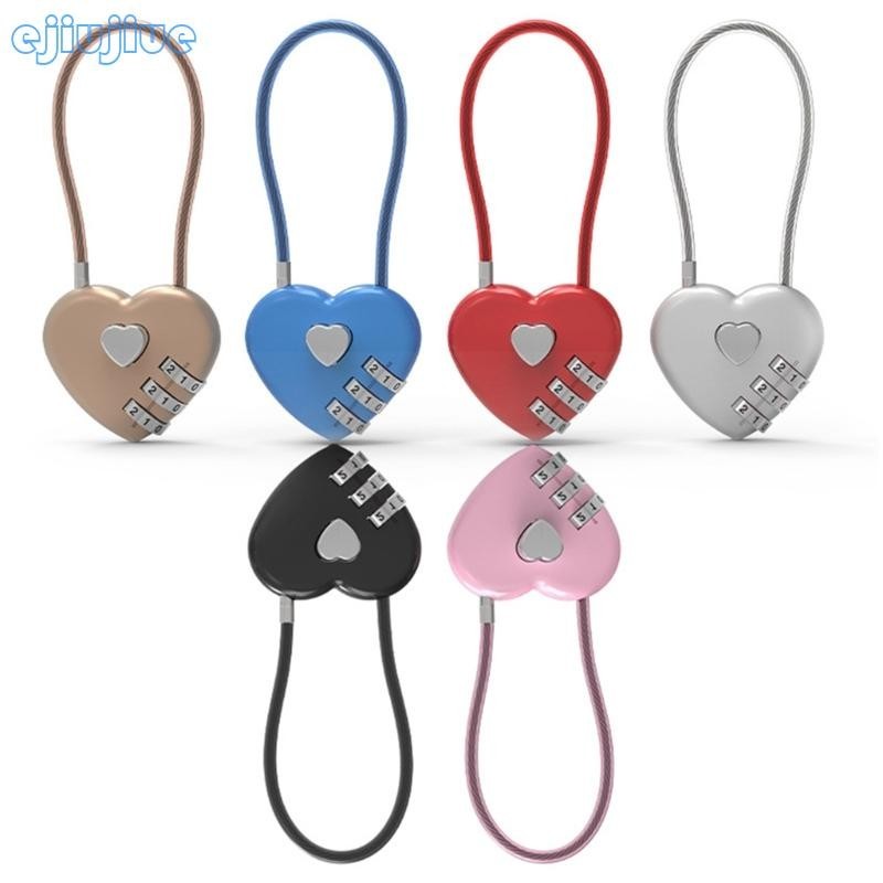 cc Love Password Lock Wire Rope Padlock Travel Bag Combination Lock Resettable | Shopee Malaysia