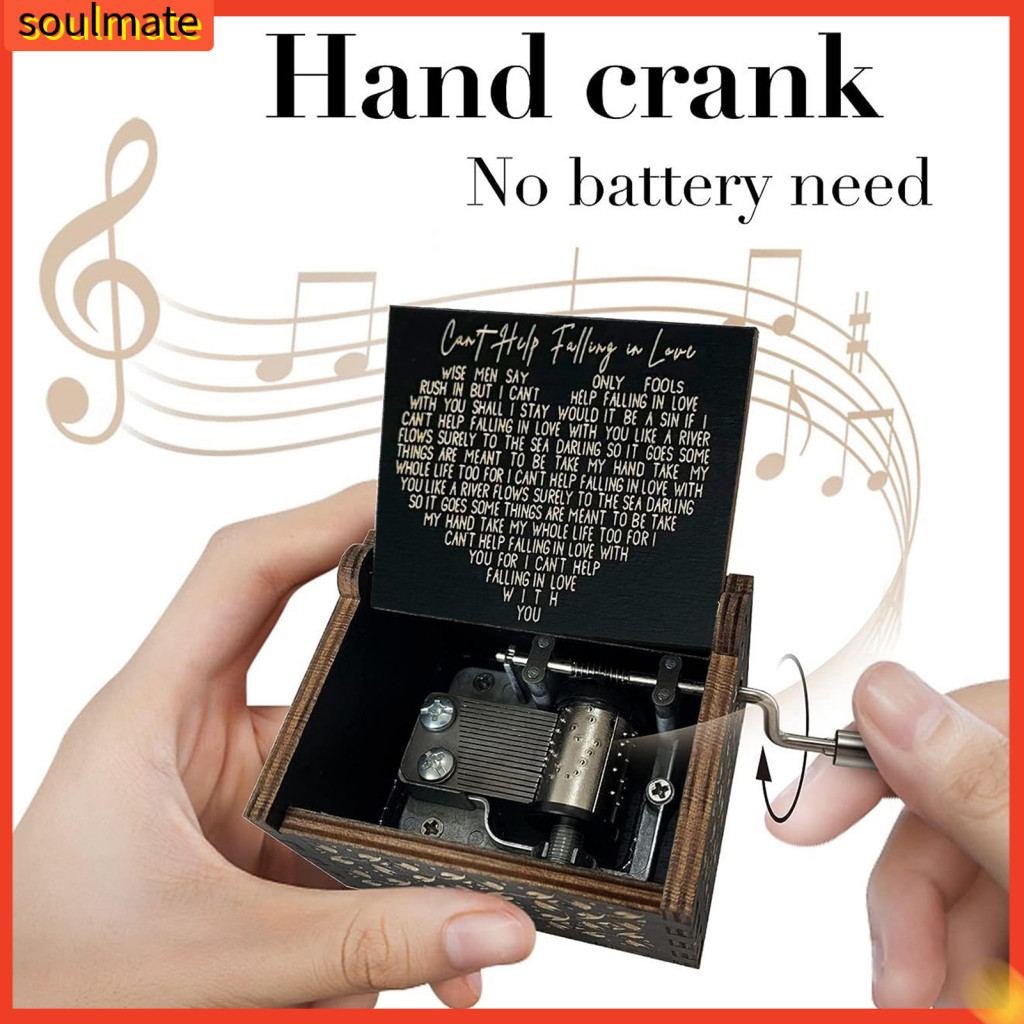 soulmate| Wife Music Box Music Box Decoration Engraved Wooden Music Box ...