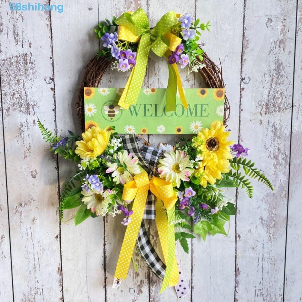 SHIHANG Welcome Spring Wooden Sign, Wooden Wall Mount Spring Door ...