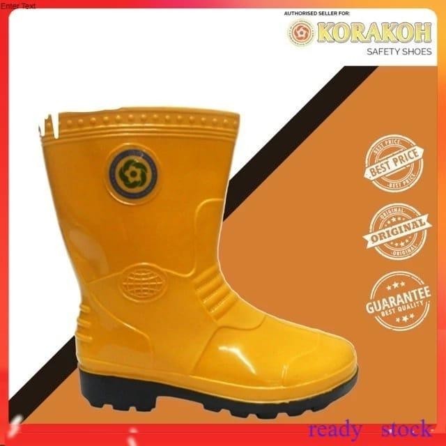 (Original)kasut kerja KORAKOH/Cap Gajah Black Safety Rubber Boot 9009 | Shopee Malaysia