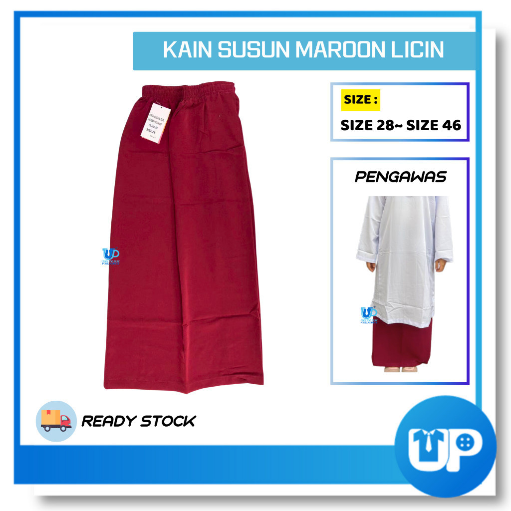 Kain Susun Maroon Sekolah Agama Getah Zip Tepi Kain Licin Sekolah ...