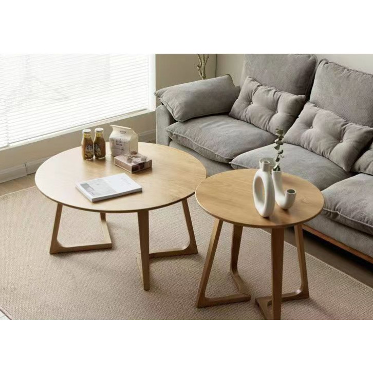 Round Japanese Table Meja Jepun Bulat Solid Rubberwood Coffee Table ...