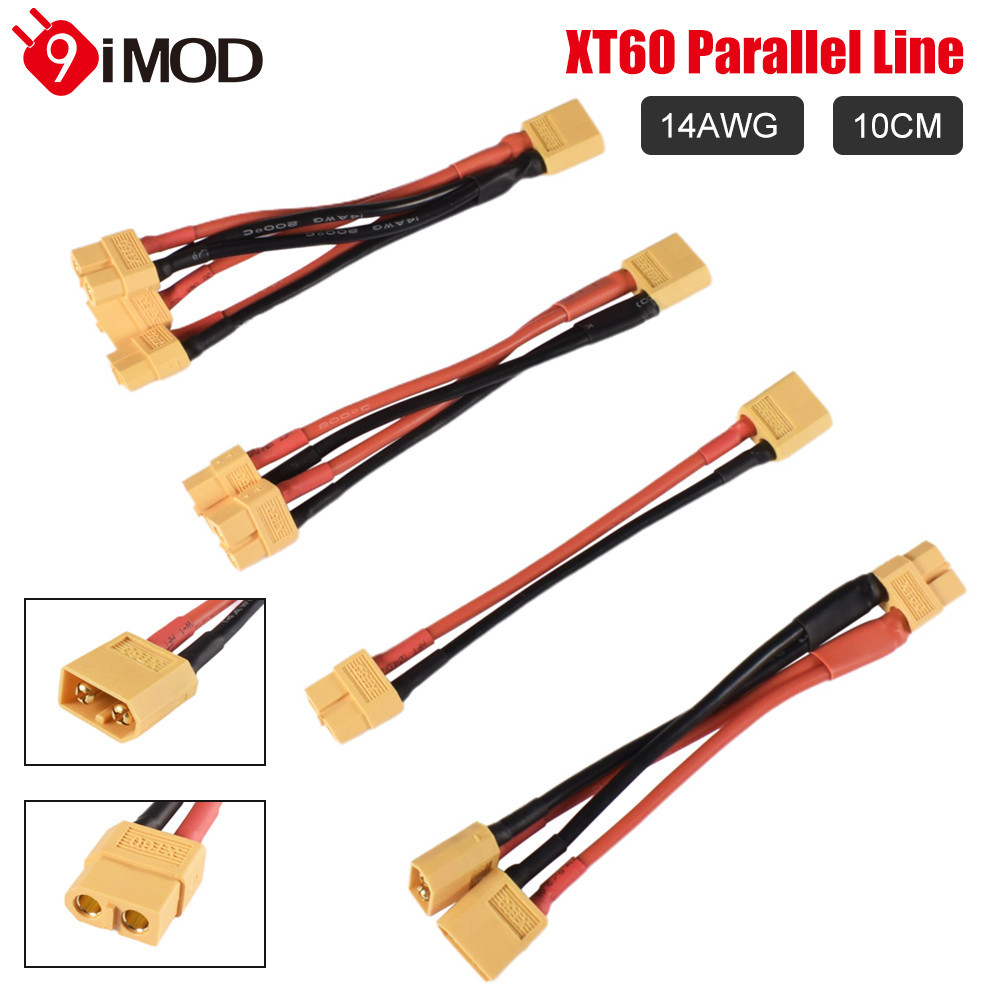 9IMOD XT60 Parallel Battery Connector Male/Female Cable Plug Dual Extension Y Splitter/3-Way for ...