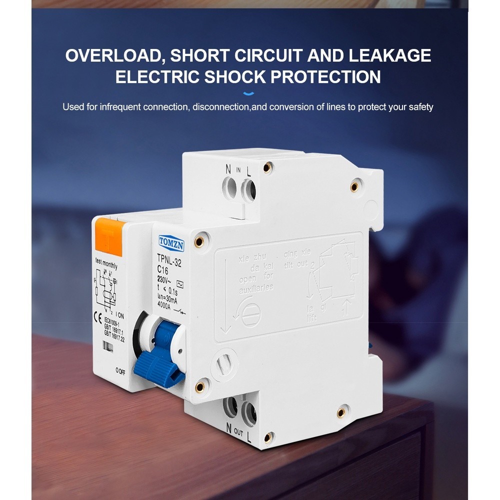 TPNL DPNL 230V 1P+N Residual current Circuit breaker with over and short current Leakage ...