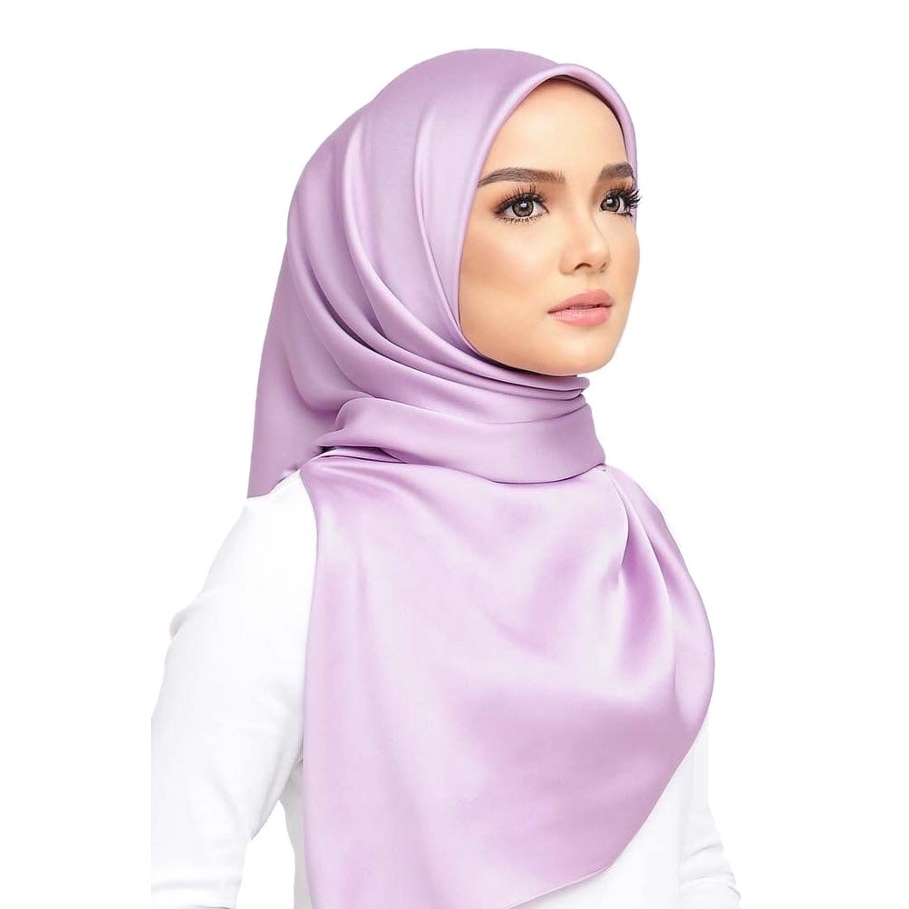 Satin Plain Tudung Bawal Malaysia Muslim Scarf Female Hijab Bidang 90cm ...
