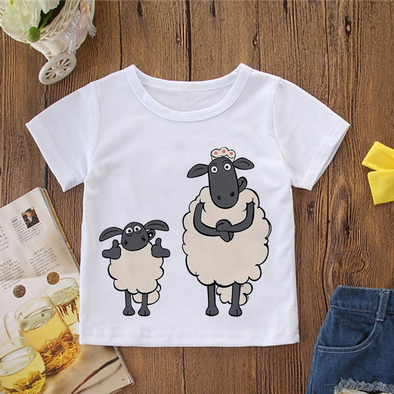 Summer Children Cartoon Shaun The Sheep T-shirt for Boy Animal Printing Lamb Cute Boys T Shirt ...