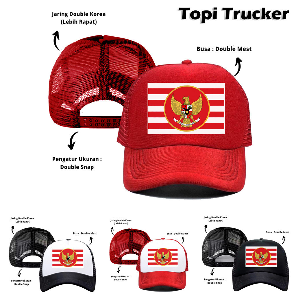 Men's Women's Mesh Trucker Hat Indonesian Logo Garuda Independence Day ...