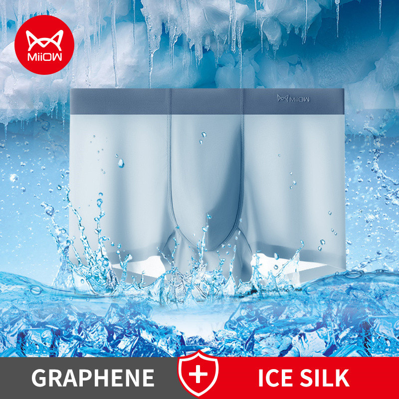 MiiOW 3Pcs Ice Silk Man Underwear Boxer Soft Sexy Men's Panties Boxers ...