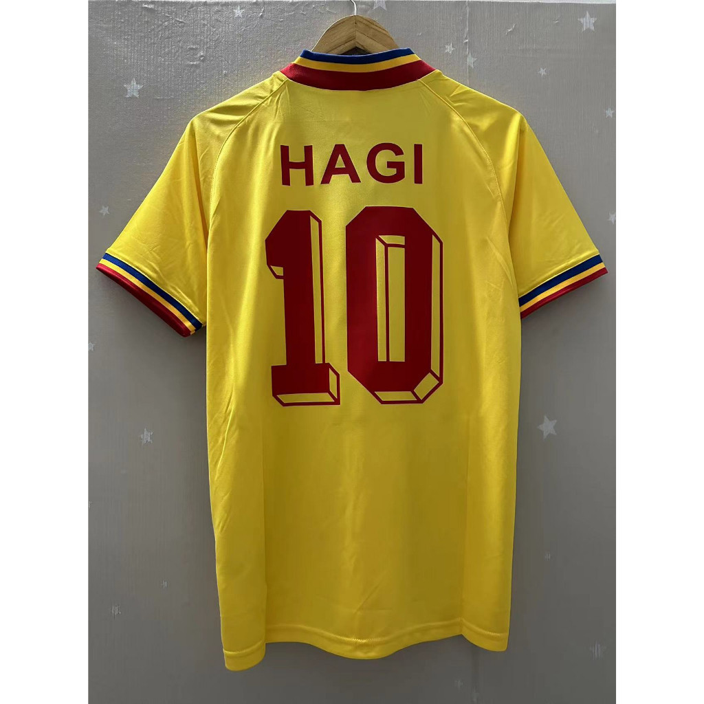 1994 Romania HAGI Top Quality Home Retro Soccer Jersey custom T-shirt ...