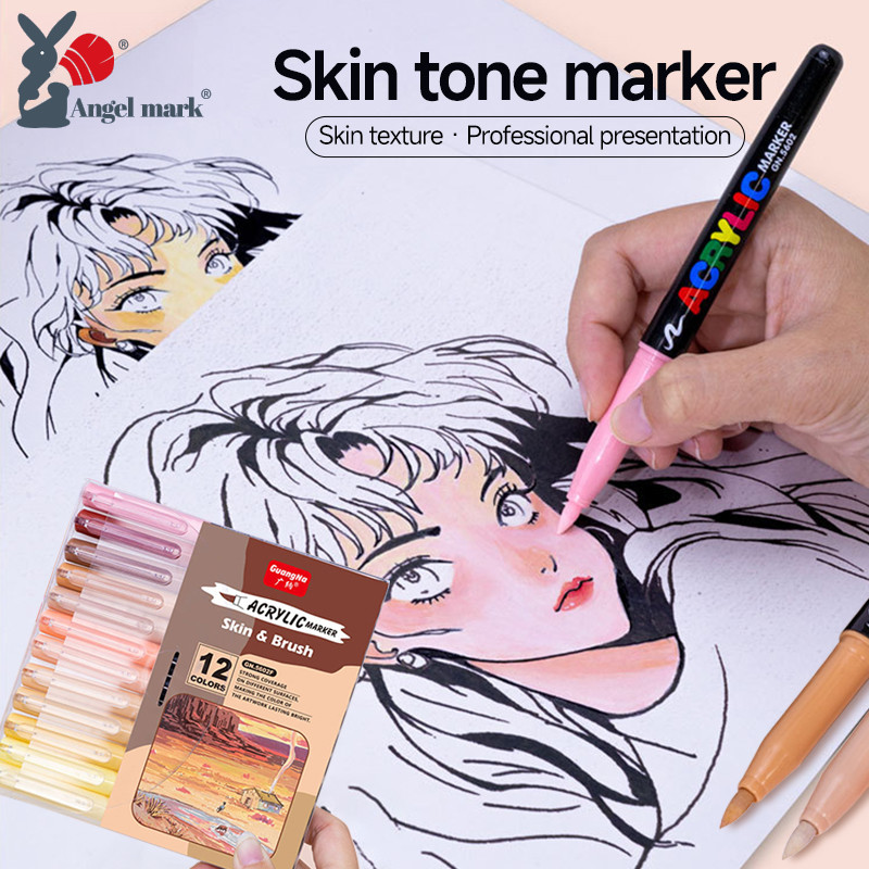 AngleMark Skin Tones Soft Art Markers Acrylic Paint Pens Set for Sketch ...