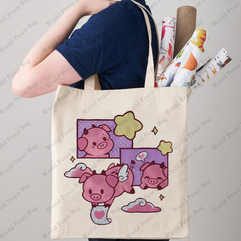 1 pc Hazbin Hotel Fat Nugget pattern Tote Bag Canvas Shoulder Bag For ...