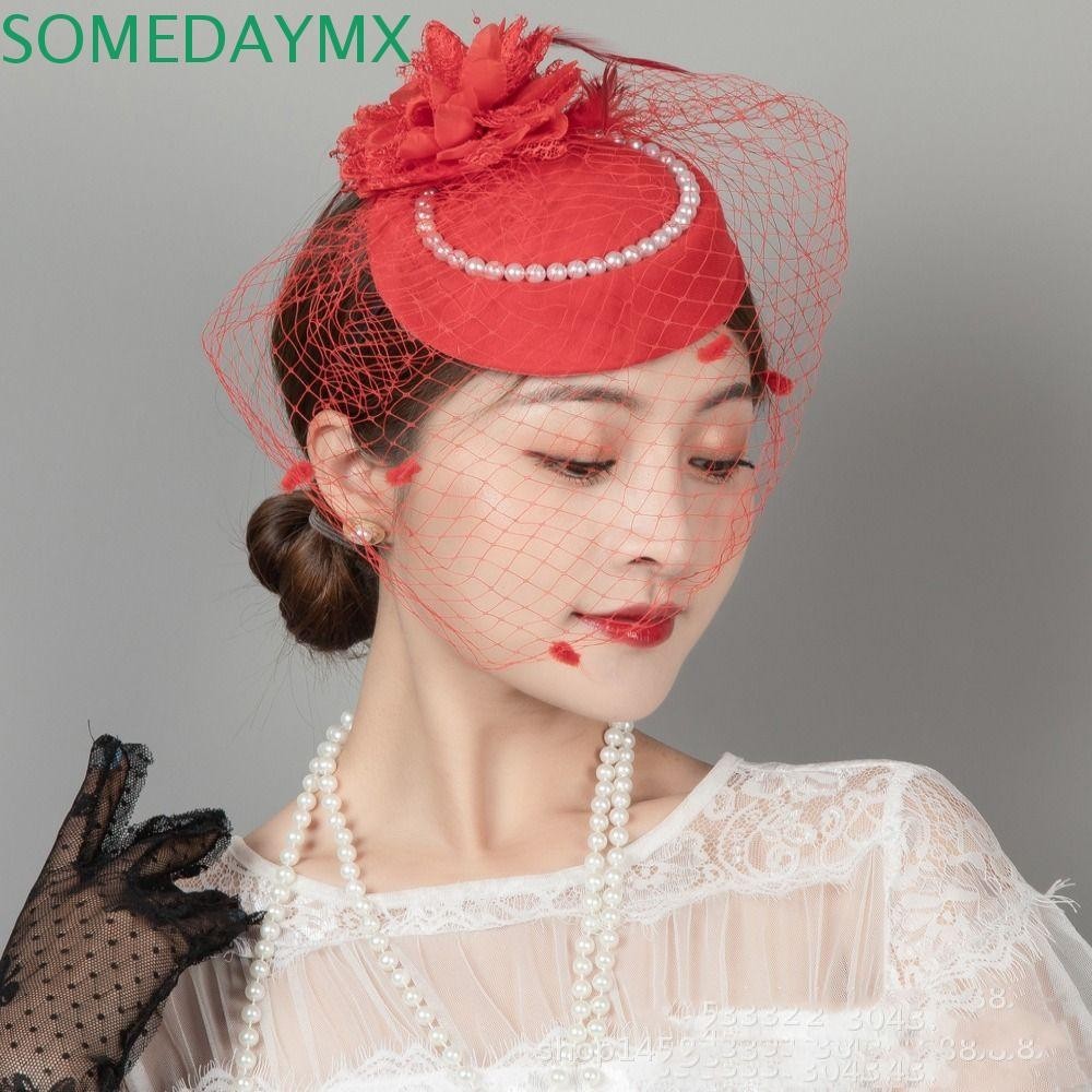 SOMEDAYMX Birdcage Veil Hat Dinner For Women Face Net Mask Elegant ...