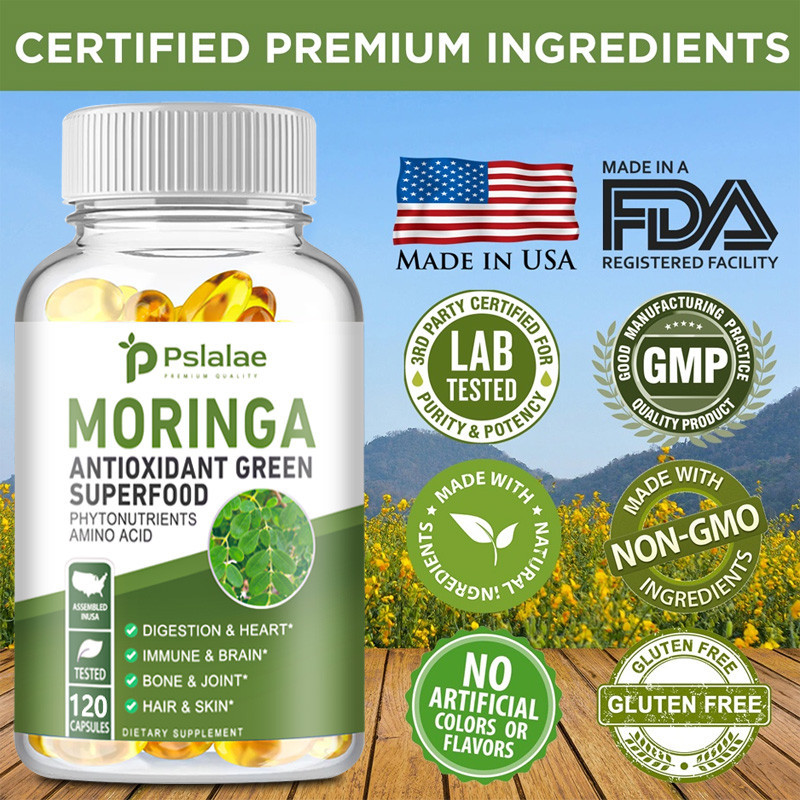 【Pslalae】Moringa Capsules - Organic Moringa Supplement - All Natural ...