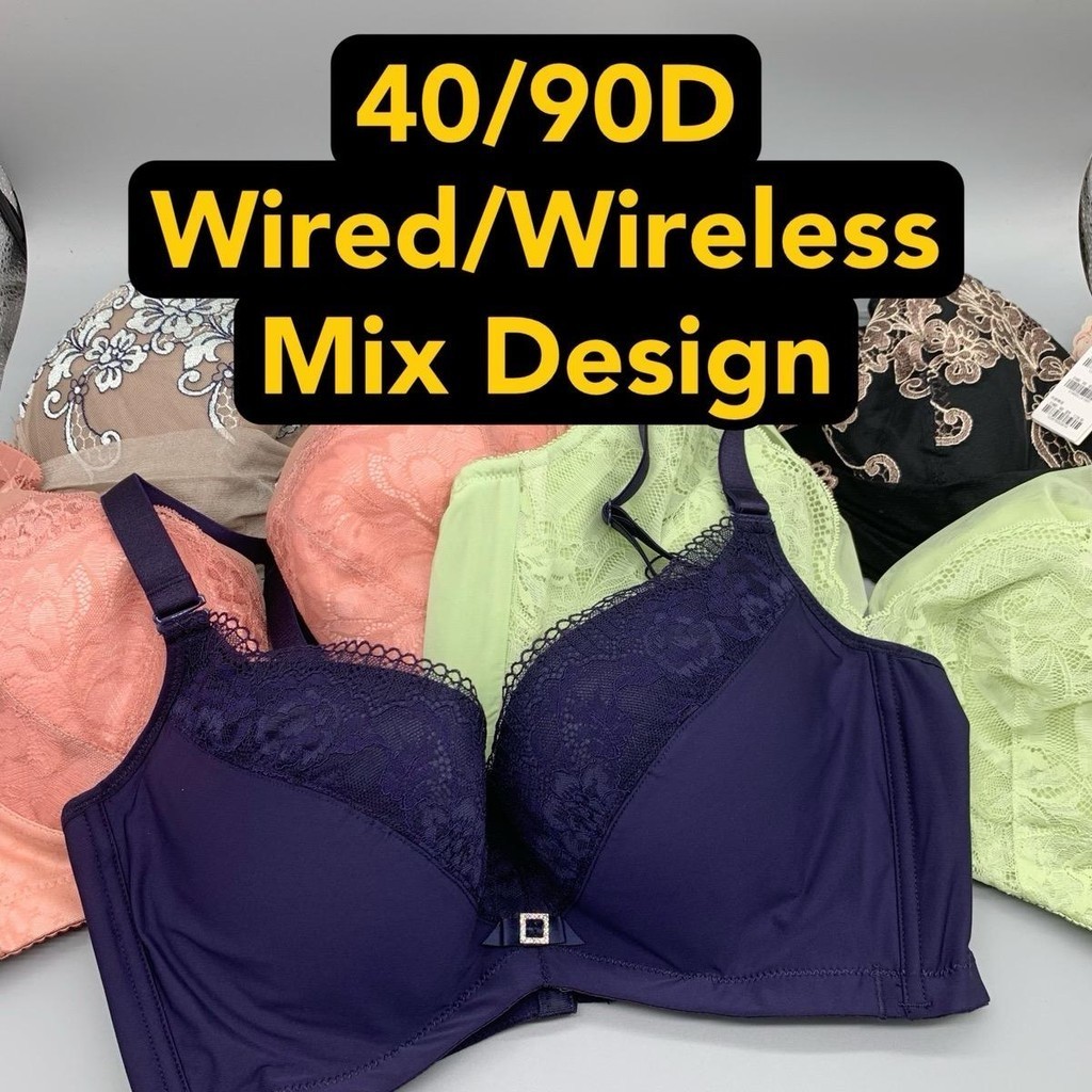 Ladies Bra Plus Size 40D Cotton Lace Ice Silk Wired Wireless Bra Wanita ...