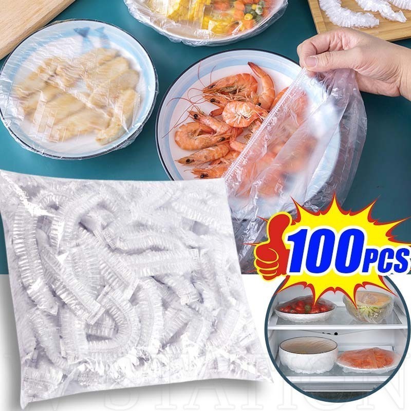 100Pcs Disposable Food Cover - Refrigerator Food Preserve Covers - Food ...