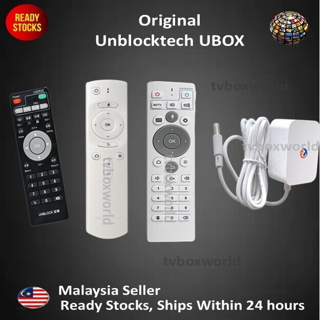 Original UNBLOCK TECH UBOX TVBox Remote Control Power Adapter | Shopee ...